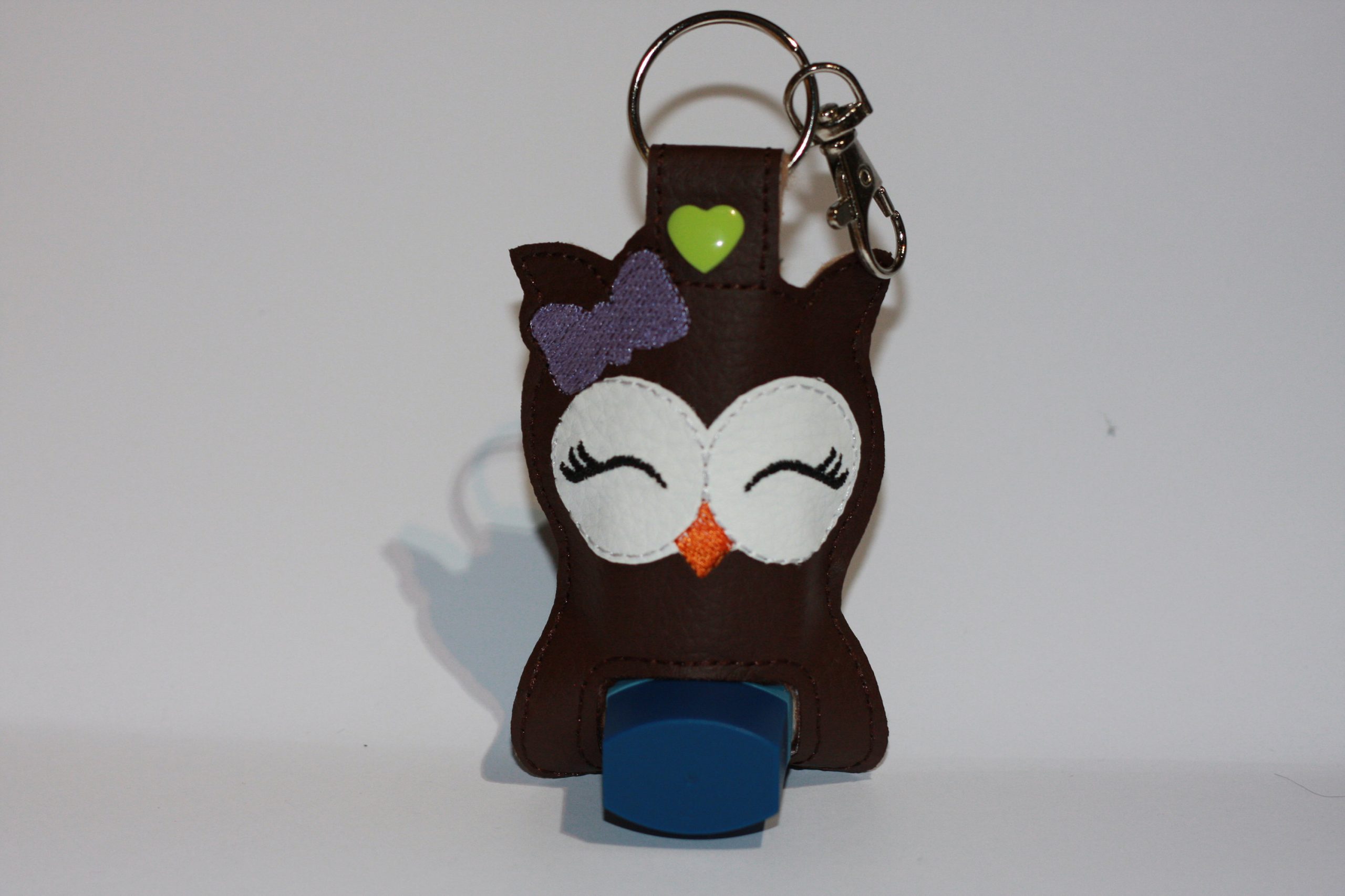 Brown owl inhaler case for an asthma pump, With Bag Clip, Embroidered ...